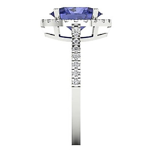 Clara Pucci 2.27 Carat oval Shape faux tanzanite 14k white gold engraving bridal engagement wedding halo ring 6.5
