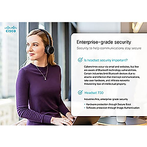 Cisco Headset 730, Wireless Dual On-Ear Bluetooth Headset with Case, USB-A HD Bluetooth Adapter, USB-A and 3.5mm Cables, Carbon Black, 1-Year Limited Liability Warranty (HS-WL-730-BUNA-C) (Renewed)