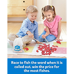 Coogam Wooden Magnetic Fishing Sight Words Game Learning Dolch Word Flashcards Montessori Educational Toy for Preschool 3 4 5 Year Old Kids