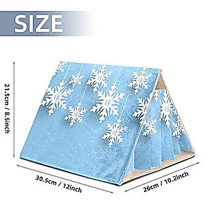 enheng Small Pet Hideout Christmas Hanging Snowflakes Background Hamster House Guinea Pig Playhouse for Dwarf Rabbits Hedgehogs Chinchillas