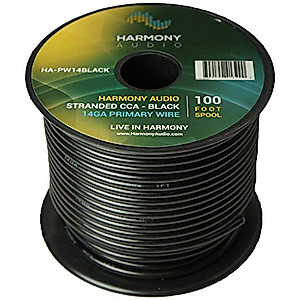 Harmony Audio Primary Single Conductor 14 Gauge Power or Ground Wire - 2 Rolls - 200 Feet - Red & Black for Car Audio/Trailer/Model Train/Remote