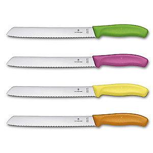Victorinox 6.8636.21L9B Swiss Classic Bread Knife For Cutting Loaves Of Bread And Rolls Serrated Blade in Orange, 8.3 inches