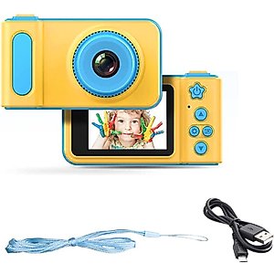 eDealz Full 1080P Kids Selfie HD Compact Digital Photo and Video Rechargeable Camera with 2" LCD Screen, Video Games and Micro USB Charging (Blue, Camera Only)
