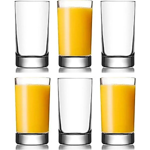 BOHEM'S Small Juice Glasses, Mini Clear Glass Cups Tumblers, Drinking Glassware for Orange Juice, Water, Milk, Coffee, Perfect for Tasting and Small Portions, Set of 6 (5 oz)