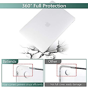 Batianda Laptop Case for MacBook Pro 13 A2338 M1/M2 A2289 A2251 Model 2020 2022 Release, PC Hard Shell Case with Keyboard Cover & Screen Protector for Newest Mac Pro 13-inch Touch Bar, Matte Clear