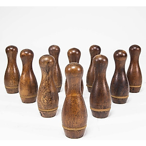YDDS Shuffleboard Bowling Pin Set with 10 Pcs Premium Hardwood Bowling Pins Durabel Triangular Pinsetter Resin Bowling Ball and Carrying Bag, Fun for Shuffleboard Games