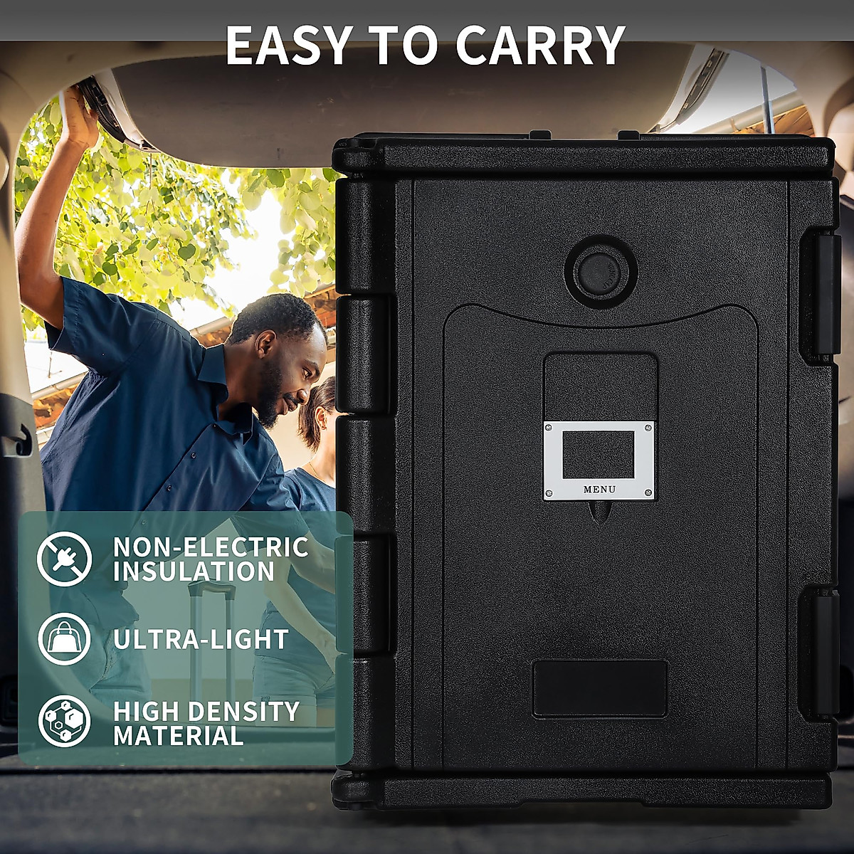 YITAHOME Insulated Food Pan Carrier, 82 Qt LLDPE Hot Box for Catering w/Stainless Steel Pan, Portable Food Warmer Box for 5 Full-Size Pans, Ideal for Restaurant Family Gathering