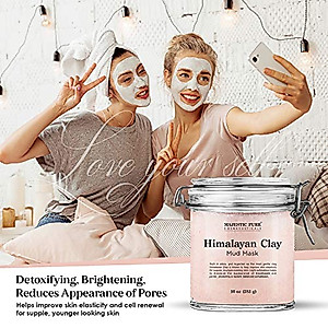 MAJESTIC PURE Himalayan Clay Mud Mask for Face and Body Exfoliating and Facial Acne Fighting Mask - Reduces Appearance of Pores, 10 oz