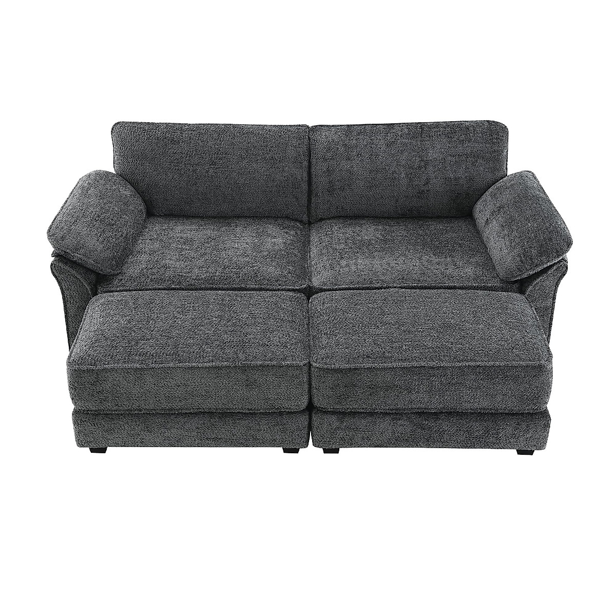 KIVENJAJA 81” Oversized Loveseat with 2 Ottomans, Comfy Chenille Modular Sectional Cloud Couch, Double Chaise Sleeper Sofa Bed for Living Room Apartment Small Space, Grey