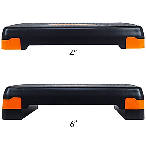 Fitvids Adjustable Workout Aerobic Stepper Step Platform Trainer, 27-Inch, Black/Orange