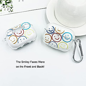 Airpods Pro Case Cover,KOUJAON Cute Double Side Smiley Face Clear AirPod Pro Case Soft TPU Protective Cover for AirPods Pro Charging Case with Bracelet Lanyard Wrist Strap