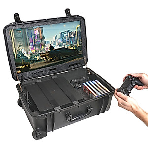 Case Club Gaming Station fits PlayStation 4 & PS4 Slim/Pro. Portable with Built-in 24" 1080p Monitor, Storage for Controllers, Games, and Included Speakers (PS4 & Accessories Not Included) Gen 2