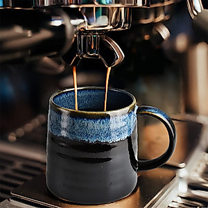 wewlink Large Ceramic Coffee Mug, Pottery Mug,Tea Cup for Office and Home,Handmade Pottery Coffee Mugs,16.5 Oz,Dishwasher and Microwave Safe,kiln altered glaze craft (Sky Blue)