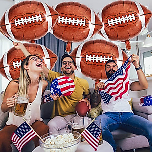 27 Inch Football Balloons, 6 Pcs Football Foil Balloons - Super Bowl & Tailgate Party Decor