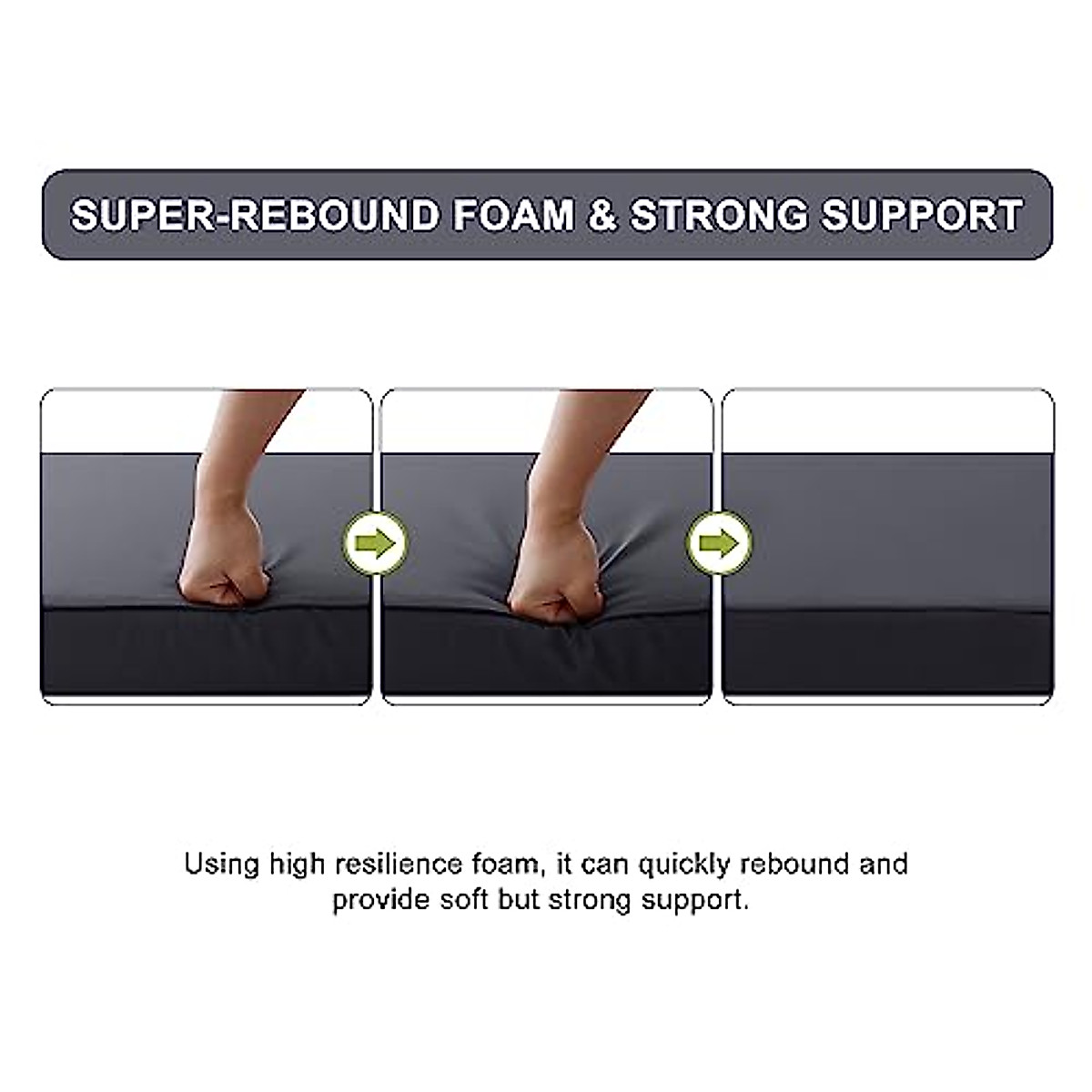 Faible Poisson Outdoor Chair Cushions, 20 x 20 Inch Waterproof Patio Furniture Back & Deep Seat Cushion Set with Handle and Anti-Slip Straps for Indoor Garden Camping, Plain Dark Grey