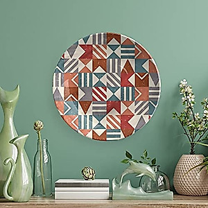 XISUNYA 8 Inch Decorative Plate, Abstract Tableware Plate, Retro Mosaic Tiles Lines Print Ceramic Wall Hanging for Fine Dining, Upscale Event, Dinner Party, Weddings, Catering, Christmas, Thankgiving