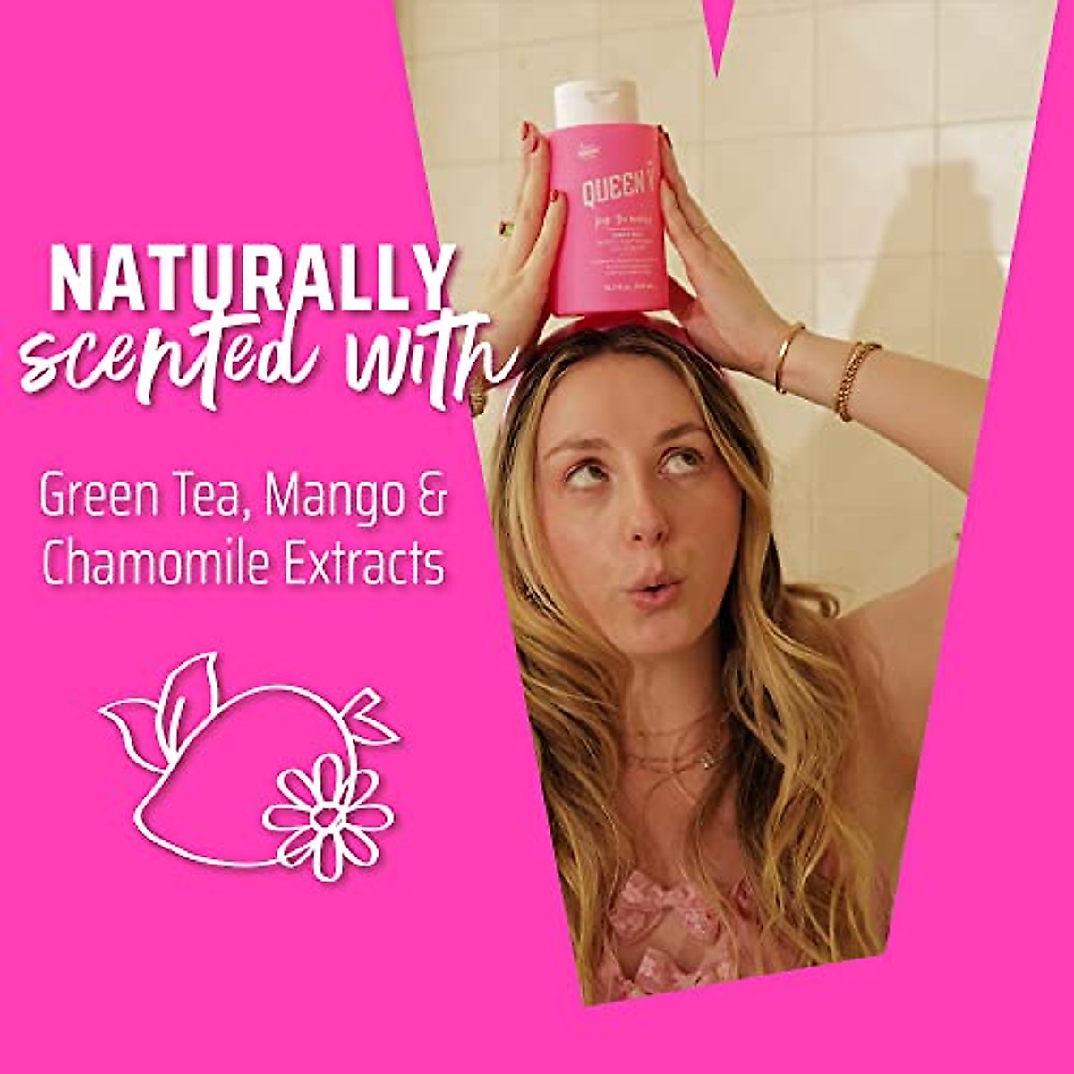 Queen V Pop the Bubbly Bubblebath pH Balanced, Enriched with Green Tea, Mango and chamomile extracts, For Use on External Intimate Area