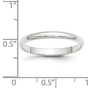 Solid 10k White Gold 2.5 mm Rounded Wedding Band Ring Size 7