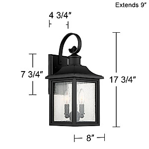 John Timberland Moray Bay Industrial Outdoor Wall Light Fixture Black Steel 17 3/4" Clear Seedy Glass Lantern for Exterior House Porch Patio Outside Deck Garage Yard Front Door Garden Home