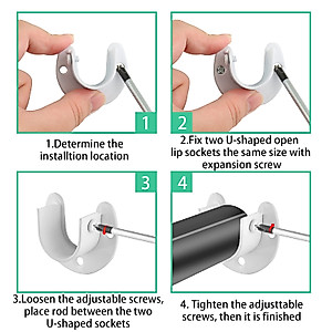 Suiwotin 2 Packs Stainless Steel Closet Rod End Supports 1-1/3 Inch Wardrobe Bracket Heavy Duty Closet Pole Sockets Flange Rod Holder, U-Shaped with Screws, White