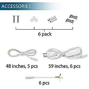 Barrina LED Shop Light, 40W 5000LM 5000K, 4FT Integrated Fixture, V Shape,T8 Light Tube, Daylight White, Clear Cover, Hight Output, LED Shop Lights for Garage Warehouse Workshop (Pack of 6)