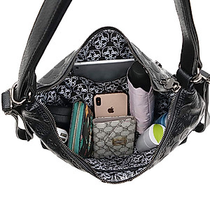 Chikencall Over-size Skull Print Bucket Bag or Women 3 Ways Multifunction Backpack Shoulder Bag Vegan Leather Punk Rock Large Crossbody Bag Black-Skull-print