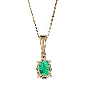 Gin & Grace 10K Yellow Gold Natural Emerald Diamond (SI1) Pendant for Women