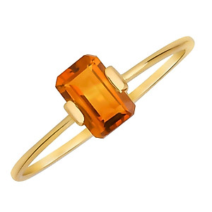 YoTreasure Natural Healing Stone Citrine Ring 14K Yellow Gold Women Jewelry