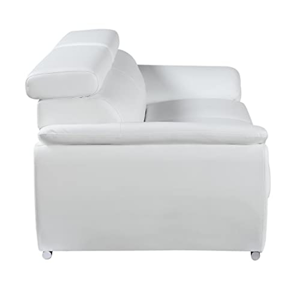 Blackjack Furniture 4571 Veal Collection 2 Piece Genuine Leather Sofa Set for Living Room, Modern Couch and Loveseat with Lumbar Support and Large Adjustable Headrests, 2+3 Seater, White