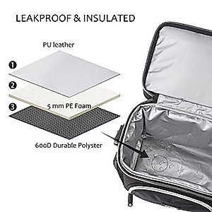 Kato Insulated Small Lunch Bag, Leakproof Dual Compartment Thermal Cooler Reusable Lunch Tote for Men and Women, Black