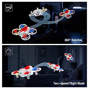 Powerextra Pro Easy Drone for Kids, RC Mini Drone with LED Light, RC Quadcopter Indoor, Altitude Hold, 3D Flip, Auto Rotation, One Key Start/Land, 2 Batteries, Great Gift for Boys & Girls 8+