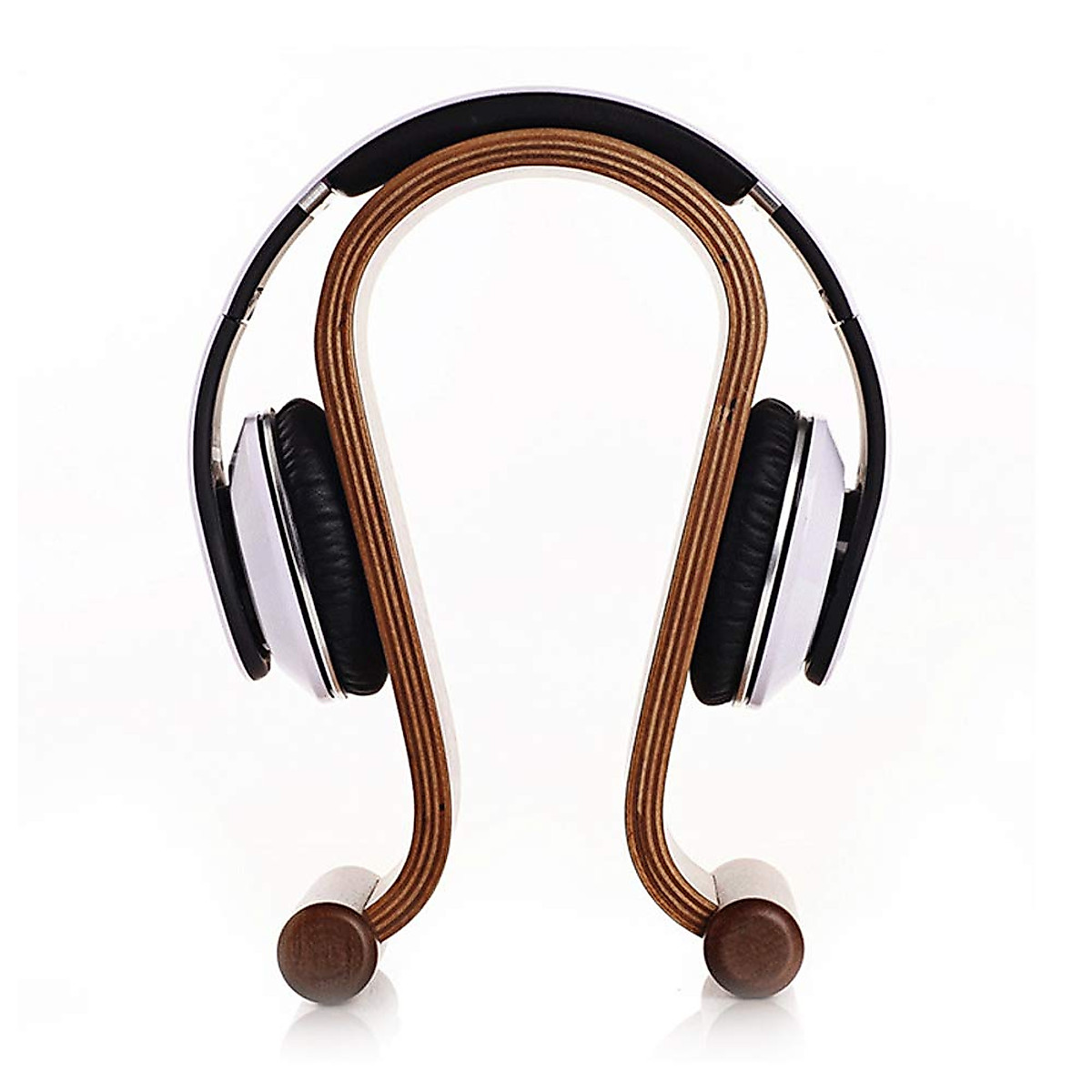 mewmewcat Headphone Stand, Wooden Walnut Wood Headphone Gaming Headset Display Stand Holder Hanger Black Walnut