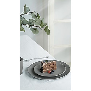 Famiware Moon Dinnerware Sets for 4, 12 Piece Stoneware Plates and Bowls Sets with Speckled Design, Microwave and Dishwasher Safe, Dark Gray