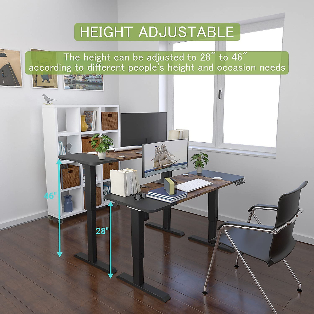 Barhoss Standing Desk Adjustable Height Desk,63x30Inches, Stand Up Desk Table for Home Office, Home Office Computer Desk,Memory Preset,Height adjustments from 28" to 46"