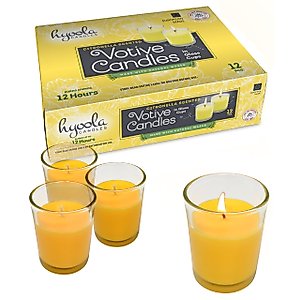 Citronella Candle Votives in Glass Cup - 12 Pack - Indoor and Outdoor Decorative and Mosquito, Insect and Bug Repellent Candle - Natural Fresh Scent - 12 Hour Burn Time - Made in Europe