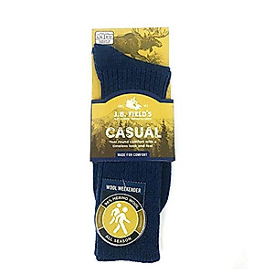 J.B. Field's Wool Weekender 96% Merino Wool Non-binding Casual Socks (3 Pairs) (Large (8-12 Shoe), Assorted (Lt. Brown/Mid-Grey/Natural))