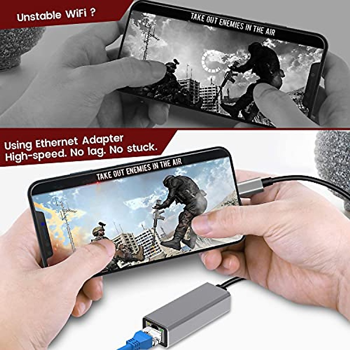 Ethernet Adapter Replacement for iPad Air 2 3, Phone 12/13/14/11 Pro Max/X, RJ45 LAN Wired Network Adapter with 20W PD Fast Charger, Plug and Play
