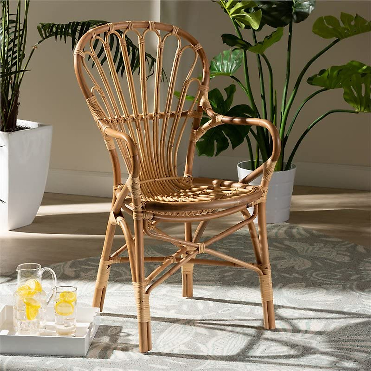 Baxton Studio Sheraton Natural Finished Rattan Armchair