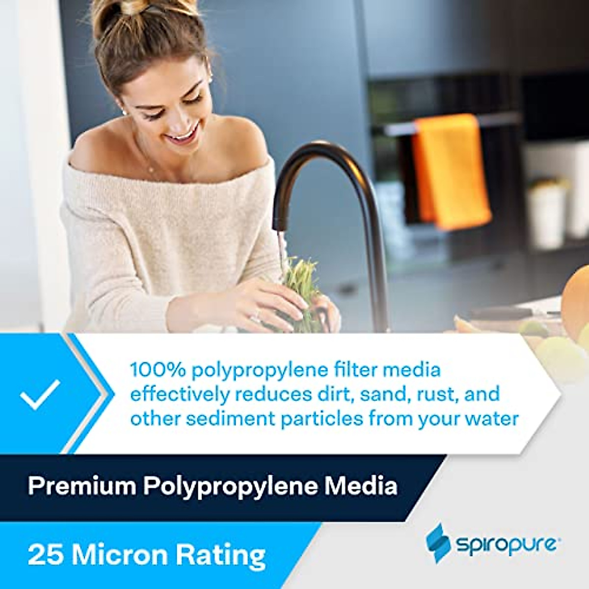 SpiroPure Inline Sediment Water Filter with 1/4" FNTP or 3/8" Quick-Connect, 2" x 10" (1 Pack)