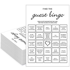 Hoolerry 50 Pcs Bridal Shower Games Find The Guest Bingo Game for Fun Baby Shower Game 50 Guests Bridal Shower Wedding Decorations Engagement Party Game Rehearsal Dinner Game Activity