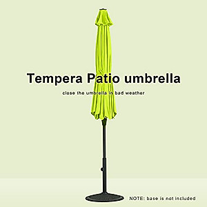 Tempera 9' Outdoor Market Patio Table Umbrella with Push Button Tilt and Crank,Large Sun Umbrella with Sturdy Pole&Fade resistant canopy,Easy to set,Apple Green