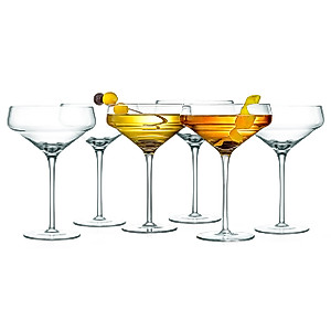 6 Sets of Crystal Martini Glass, Ultra Clear, Elegant Wine Glass, 100% Hand Blown, Dishwasher safe, Classy and Reusable Packaging