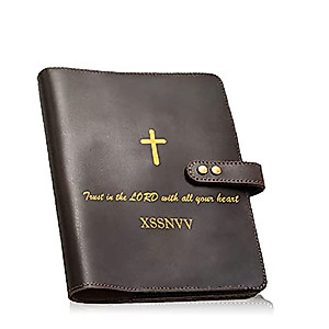 Leather Bible Cover Leather Book Cover Large Men's Classic Bible Cover Perfect Gift for Men, Women, Father, Mother, Friends [Trust in The Lord] Leather Bible Covers for Men Bible Gifts Carrying Case