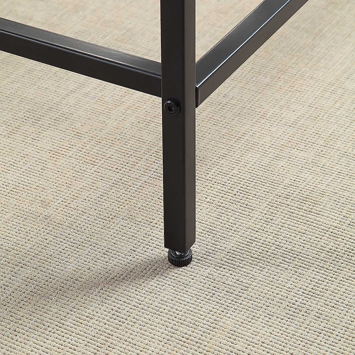 CAWS 22" W Black End Table, Tempered Glass Rectangle Side Table, Night Stand, Modern Minimalist Table, 21.97"L x 18"W x 22"H