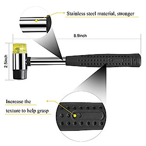 Marketty Gunsmithing Hammer with 4 Tips,Interchangeable Tool 25mm Dual Head Nylon Rubber Hammer