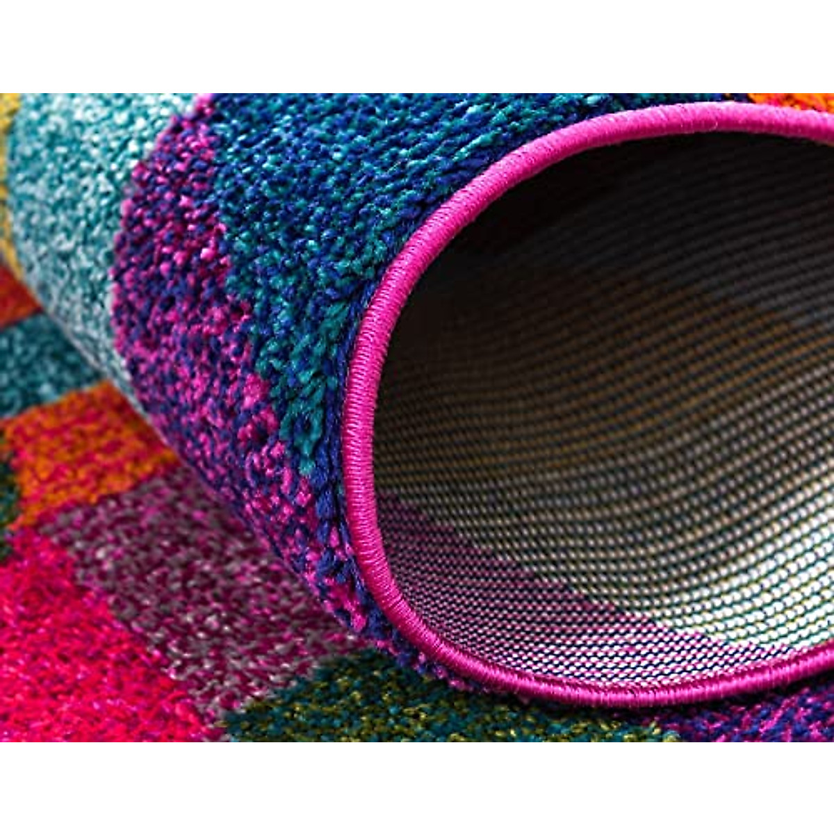 Unique Loom Estrella Collection Geometric, Abstract, Colorful, Modern, Eclectic Area Rug, 8 ft x 8 ft, Multi/Pink