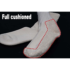 Ait fish Women's Thick Cotton Crew Socks Full Cushioned Athletic Calf Socks for Hiking Work Casual, Ivory