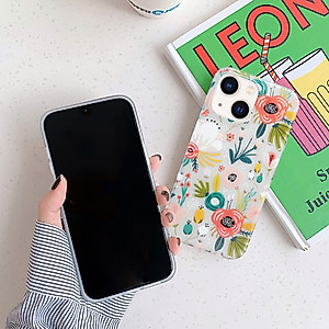 J.west iPhone 13 Case, Clear Floral Flexible TPU Shockproof Cover Transparent Elegant Designs Durable Protective Women Girls Flower Phone Case 6.1"