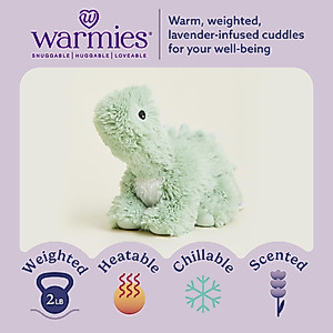 warmies Microwavable & Weighted Stuffed Animals, Green Long Neck Dinosaur - Heated Stuffed Animal Plushie for Warmth & Comfort - Soft Plush Toys for Adults & Children (Boys, Girls, Babies & Toddlers)