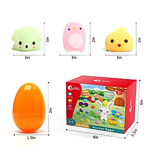 CUTE STONE 50 Pack Filled Easter Eggs with Mochi Squishy Toys Party Favors for Kids, Squeeze Mini Animals Stress Relief Toys for Boys and Girls